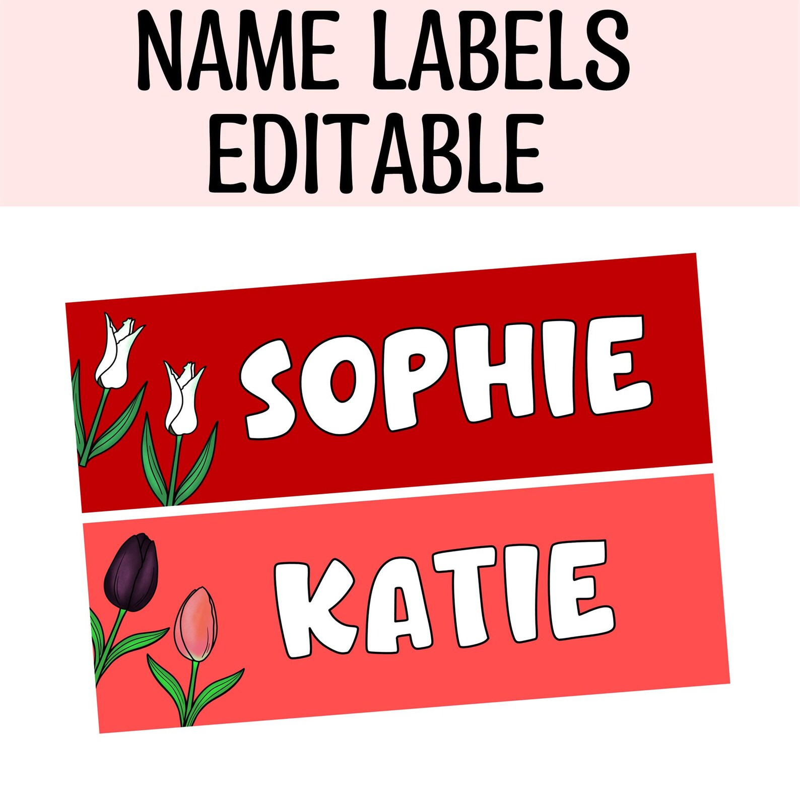 Printable Floral Name Labels, Spring Classroom Labels, Floral Desk ...