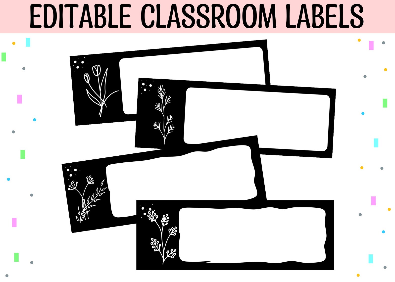 Black and White Classroom Labels, Student Name Tags, Printable ...