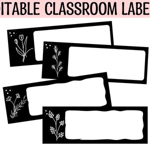 Black and White Classroom Labels, Student Name Tags, Printable ...