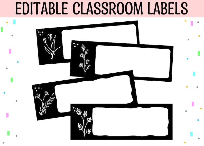Black and White Classroom Labels, Student Name Tags, Printable ...