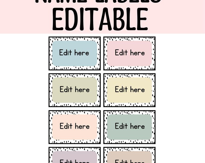 Back to School Round Name Tags, Printable Bright Student Name Tags ...