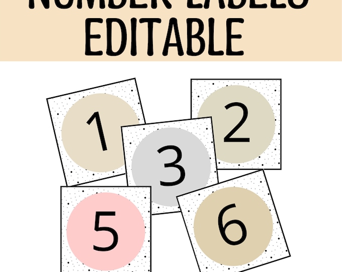 Printable Boho Neutral Number Labels, Number Tags, Cubbies Labels, Book ...