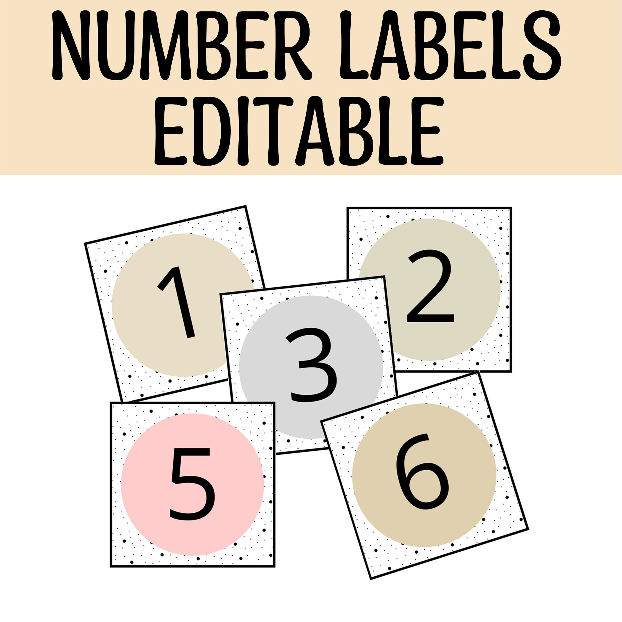 Printable Number Labels, Boho Spotty Number Labels, Classroom Calendar ...