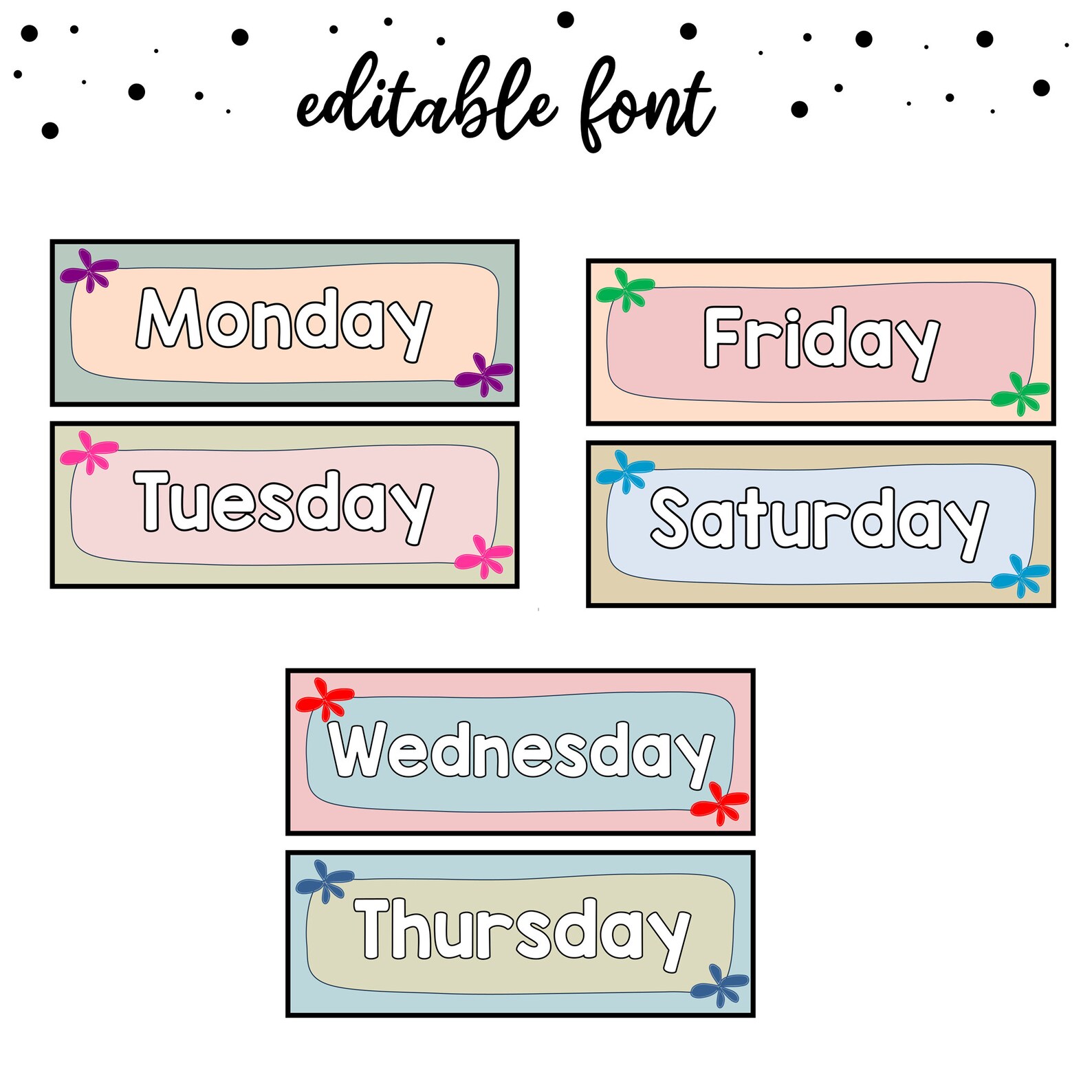 Printable Boho Neutral Weekdays and Months Labels, Editable Boho ...