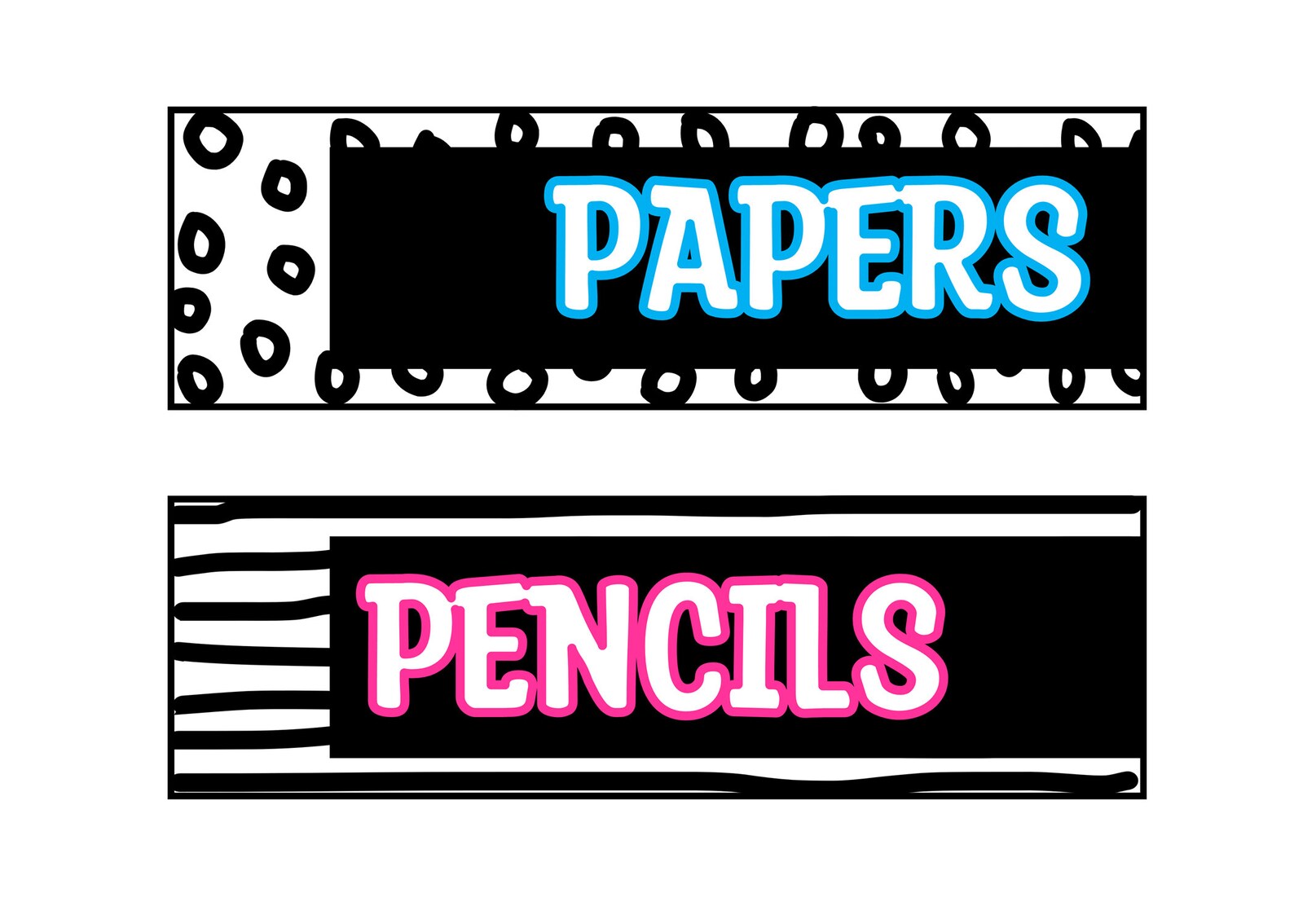 Classroom Labels, Black and White Classroom Labels for Kids, Student ...