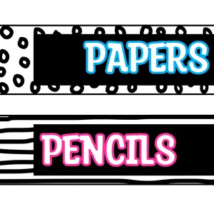 Classroom Labels, Black and White Classroom Labels for Kids, Student ...