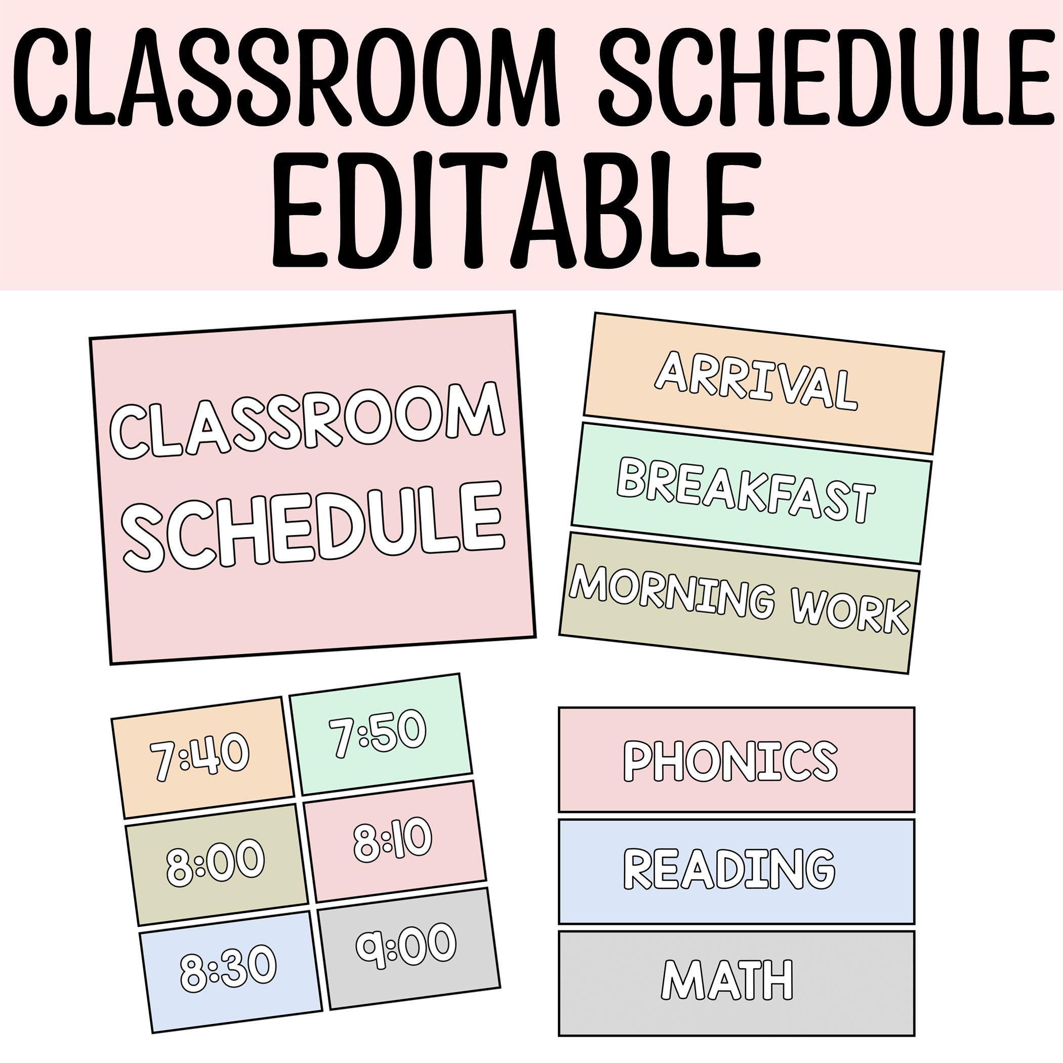 Printable Modern Calm Colors Classroom Schedule Cards, Editable ...