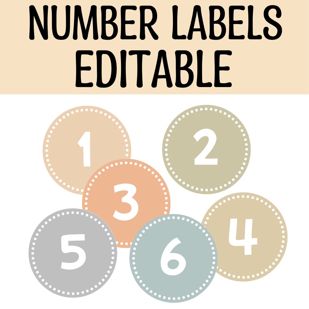 Printable Boho Neutral Number Labels, Number Tags, Cubbies Labels, Book ...