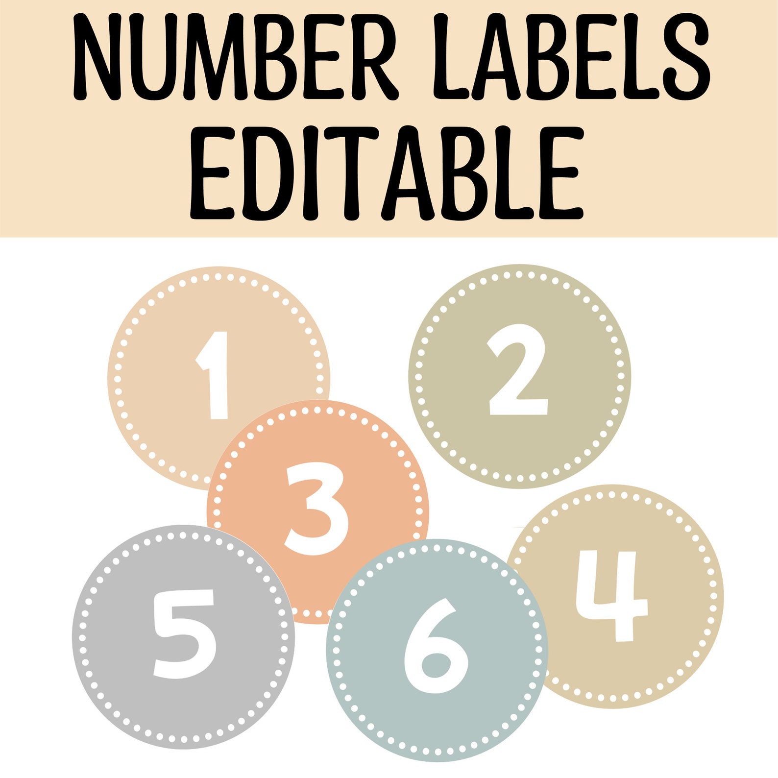Printable Boho Neutral Number Labels, Number Tags, Cubbies Labels, Book ...