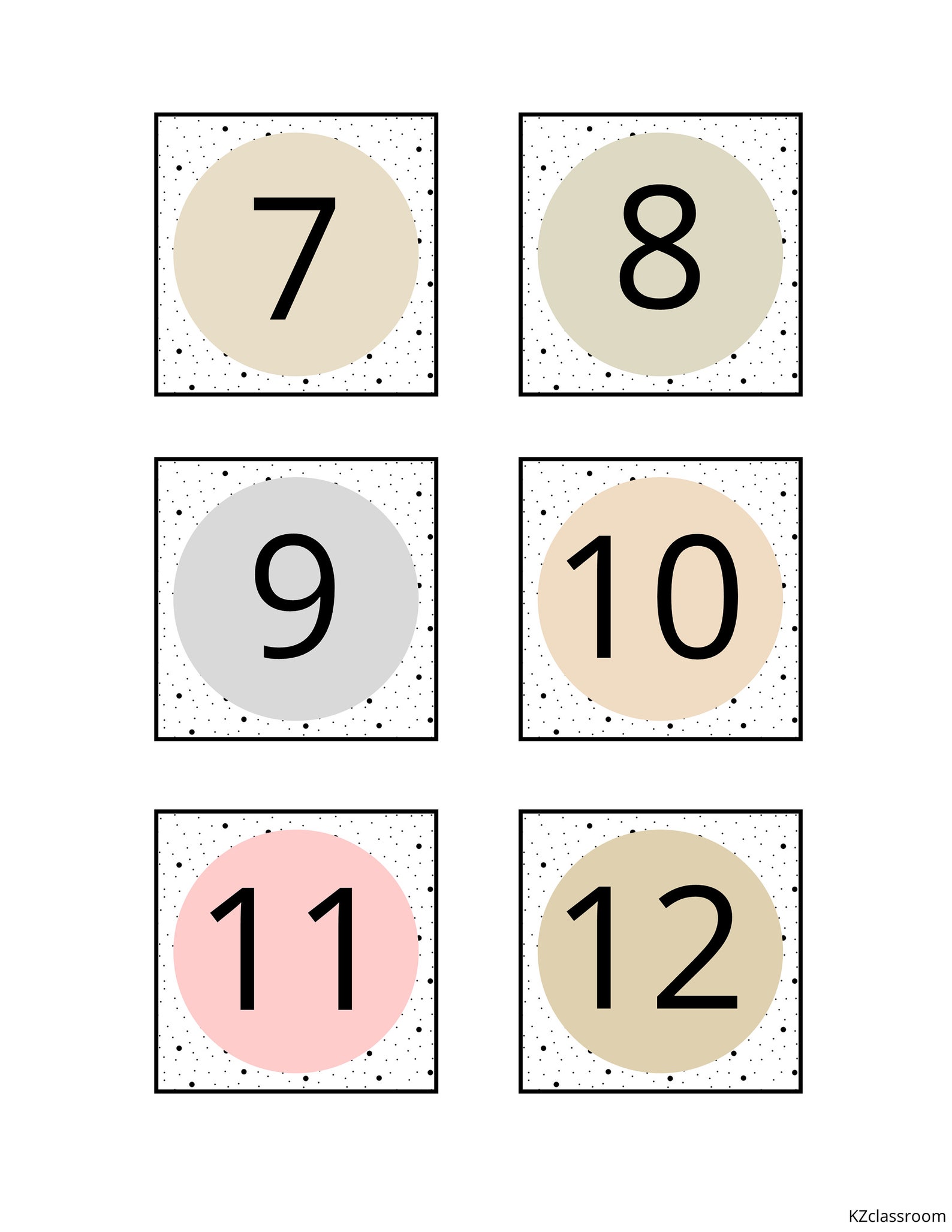 Printable Number Labels, Boho Spotty Number Labels, Classroom Calendar ...