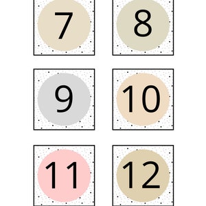 Printable Number Labels, Boho Spotty Number Labels, Classroom Calendar ...