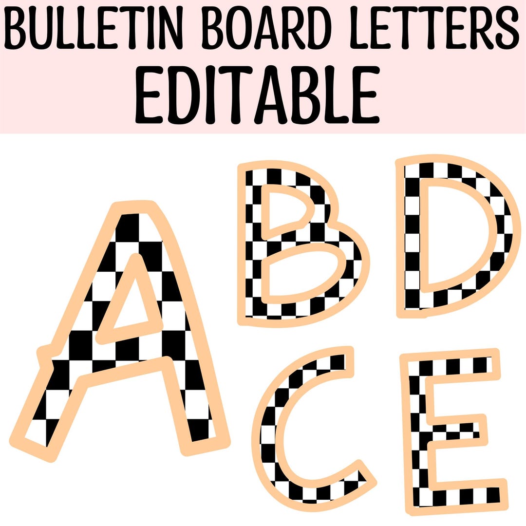 Printable Boho Checkered Bulletin Board Letters, Alphabets for Kids ...