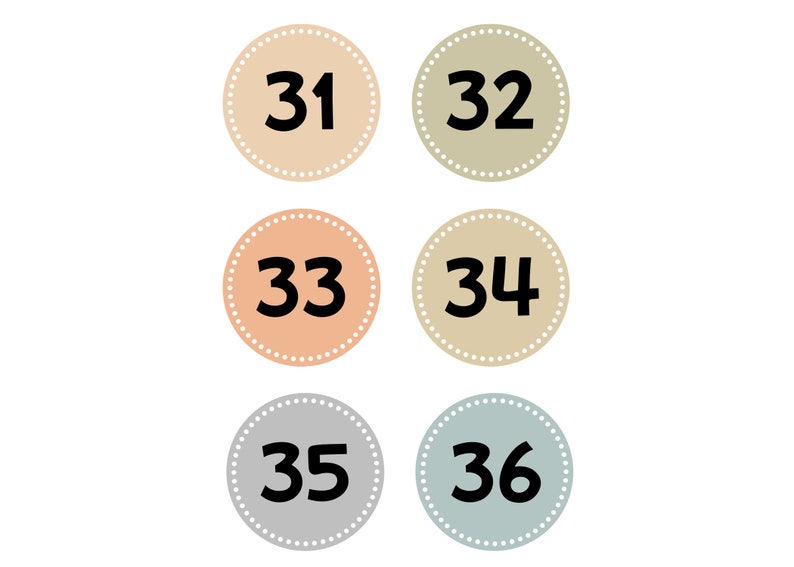 Printable Boho Neutral Number Labels, Number Tags, Cubbies Labels, Book ...