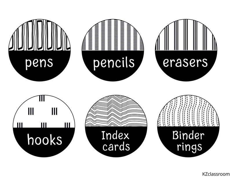 Black and White Student Name Labels, Back to School Classroom Labels ...