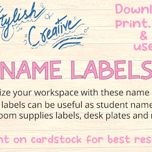 Printable Boho Neutral Name Labels, Student Name Labels, Classroom ...