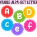 Printable Round Alphabet Letters, Bright Alphabet Letters Posters ...