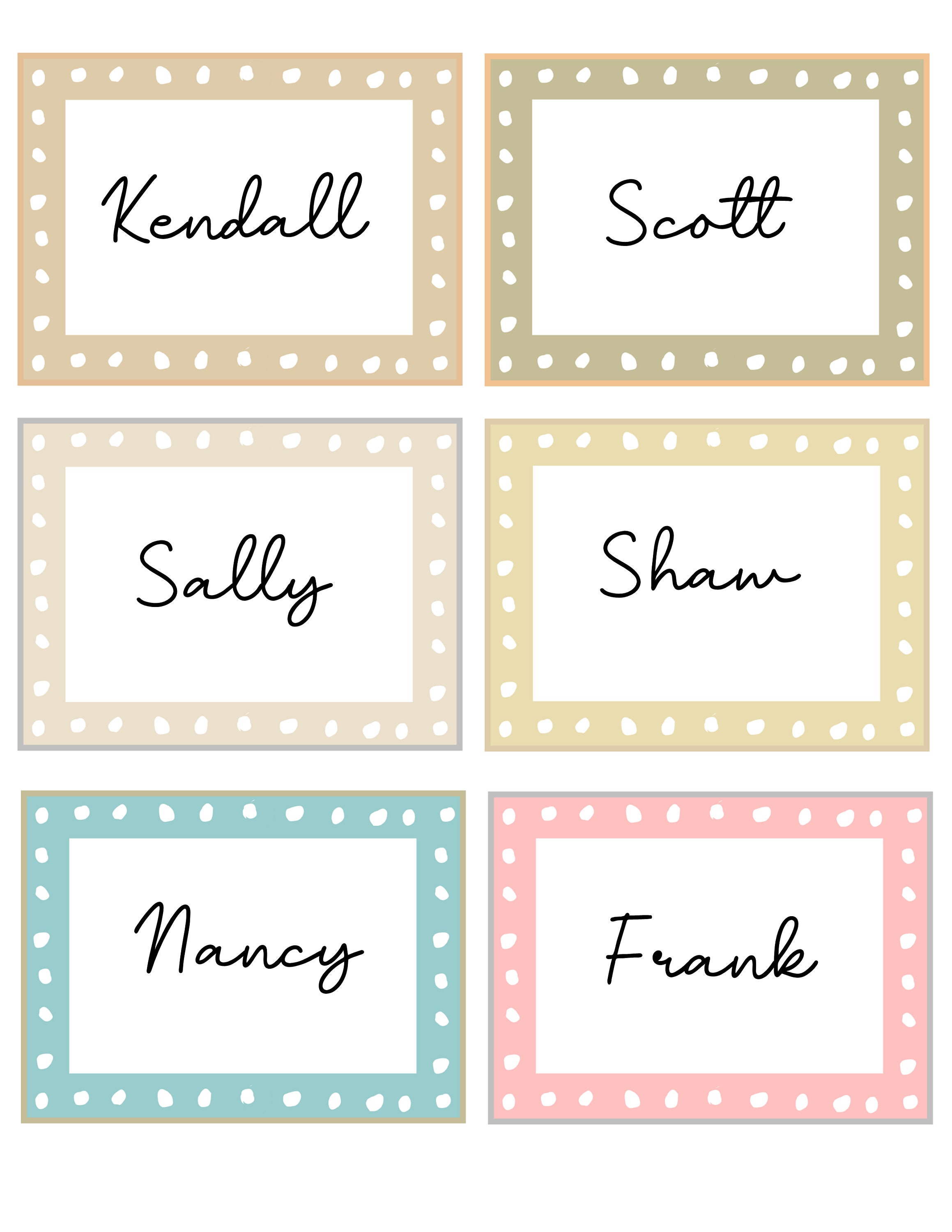 Printable Boho Spotty Student Name Labels, Classroom Labels, Nursery ...