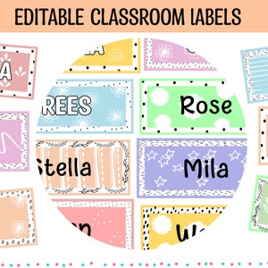 Classroom Labels, Student Name Tags, Name Tags, Pastel Colors Name ...