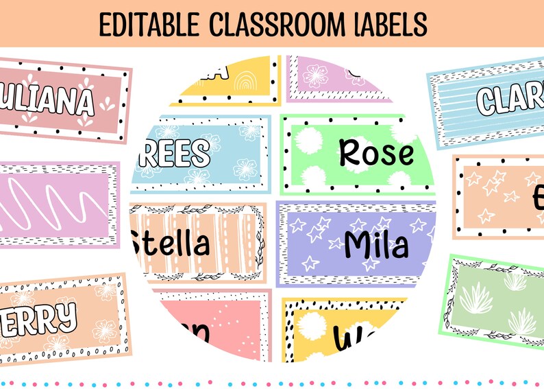 Classroom Labels, Student Name Tags, Name Tags, Pastel Colors Name ...