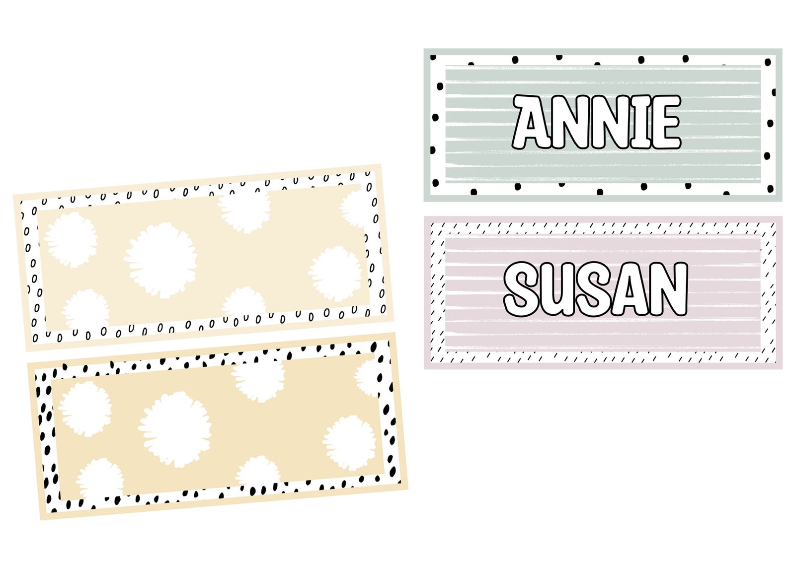Printable Boho Neutral Name Labels, Student Name Labels, Classroom ...