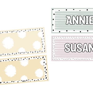 Printable Boho Neutral Name Labels, Student Name Labels, Classroom ...