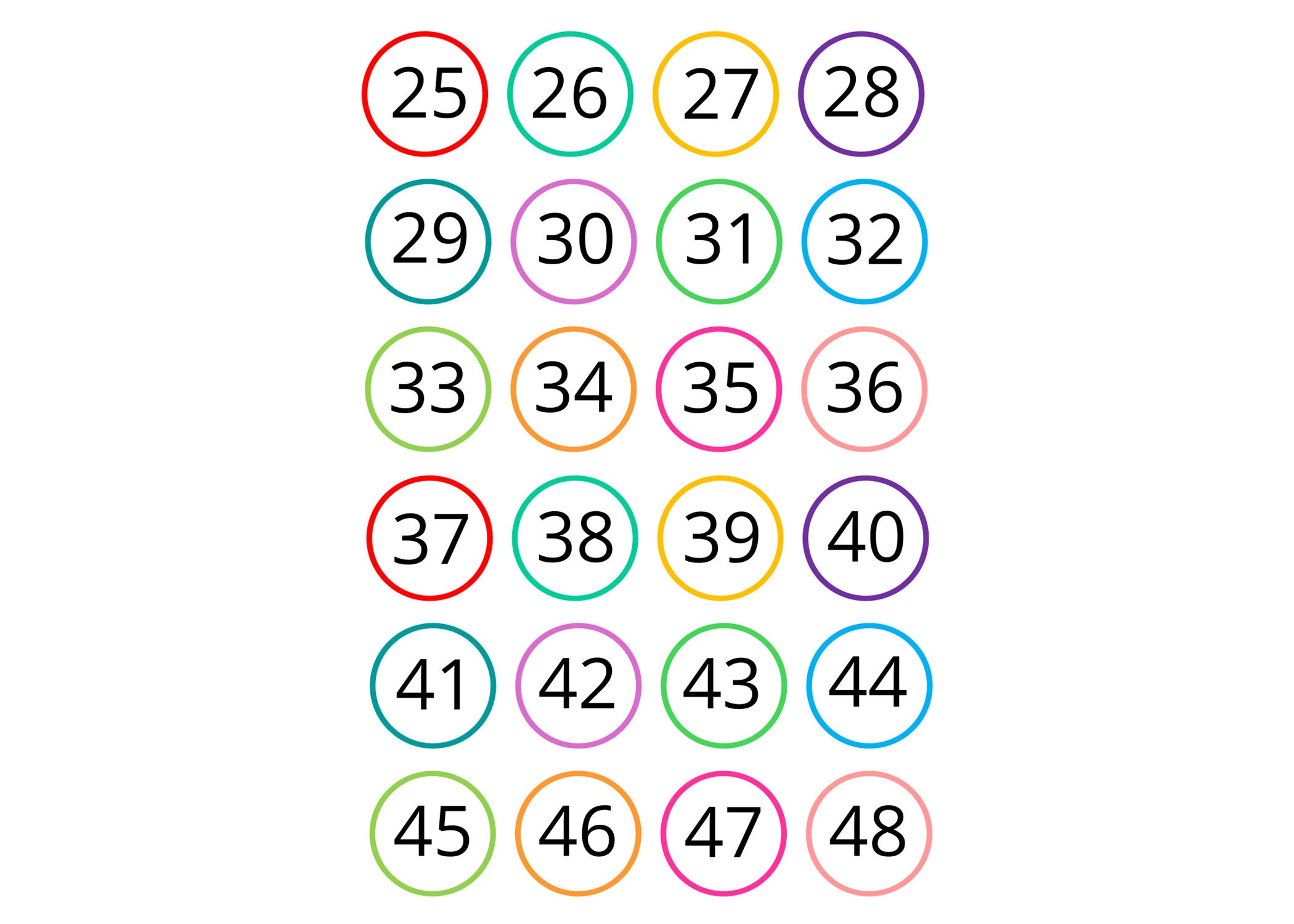 Small Number Tags, Printable Circle Number Labels, Book Bin Labels ...