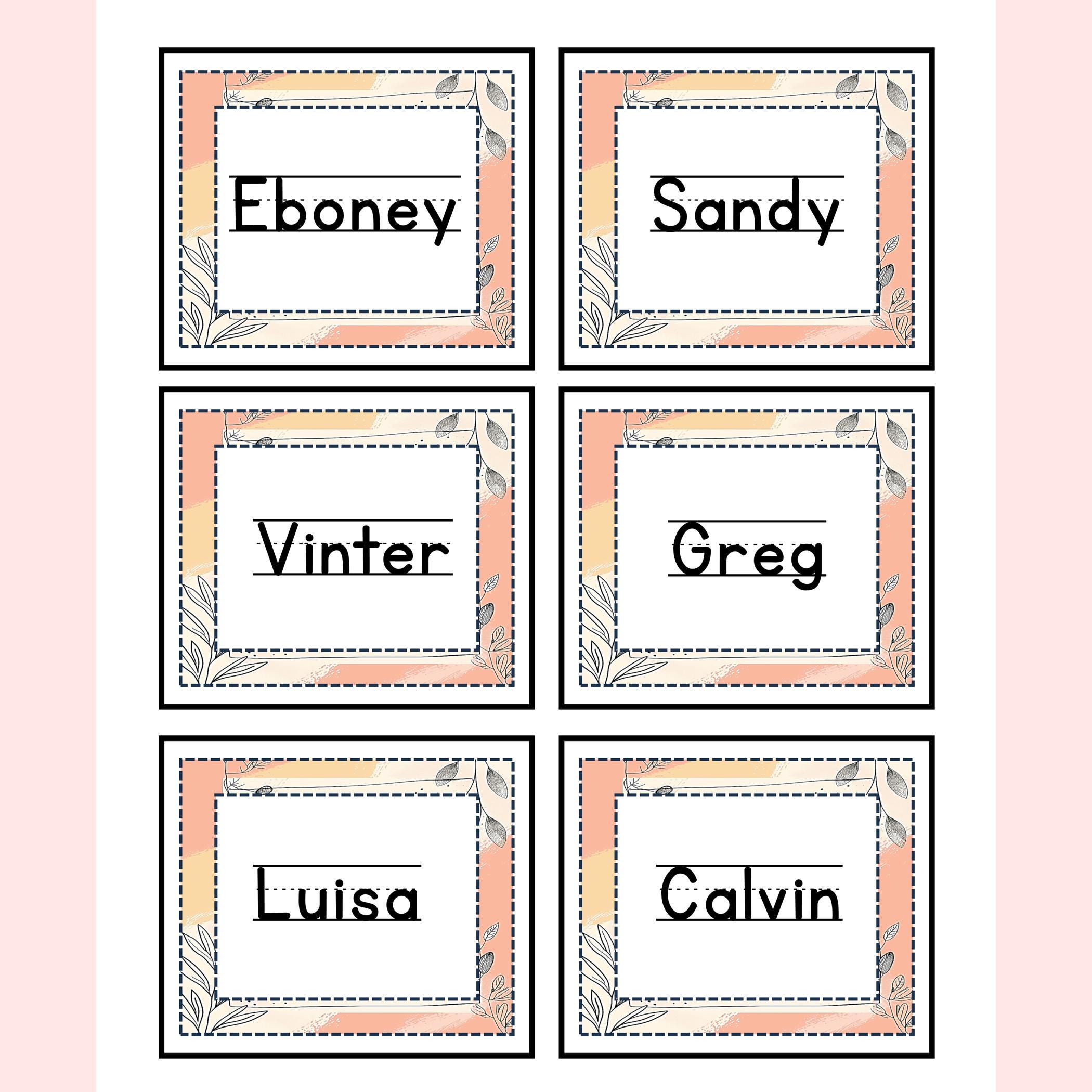 Printable Boho Neutral Name Labels, Editable Name Tags, Cubby Tags ...