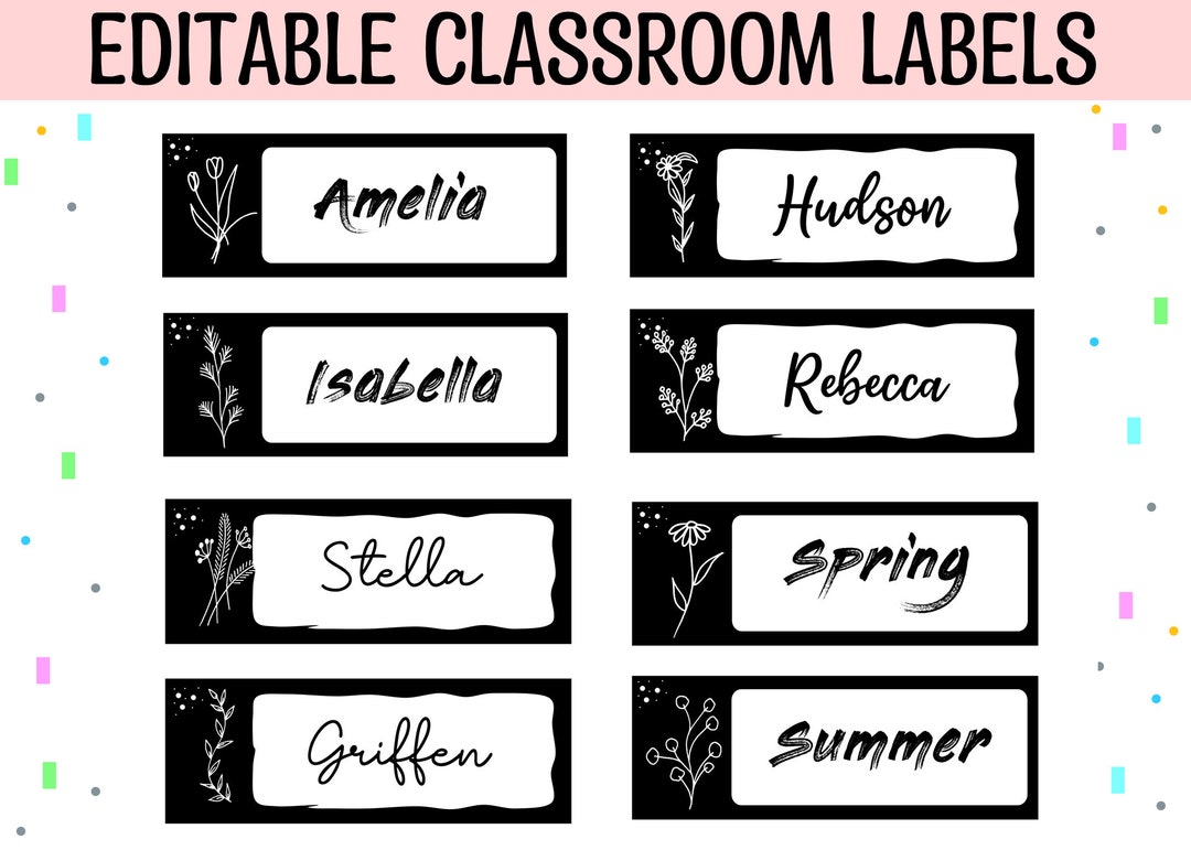Editable Labels Black And White