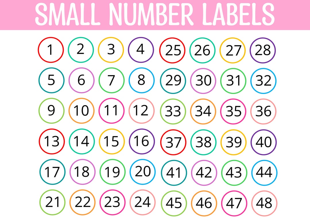 Small Number Tags, Printable Circle Number Labels, Book Bin Labels ...