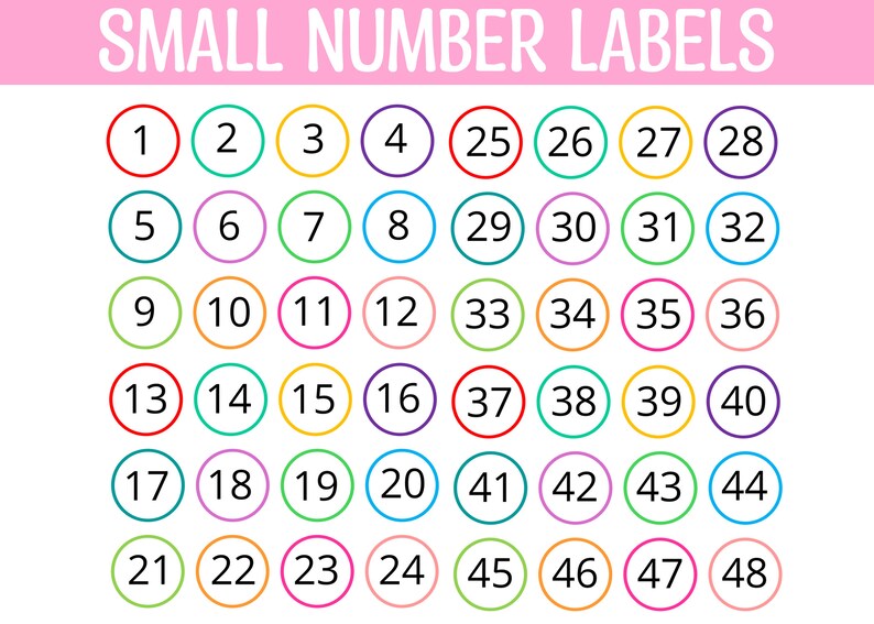 Small Number Tags, Printable Circle Number Labels, Book Bin Labels ...