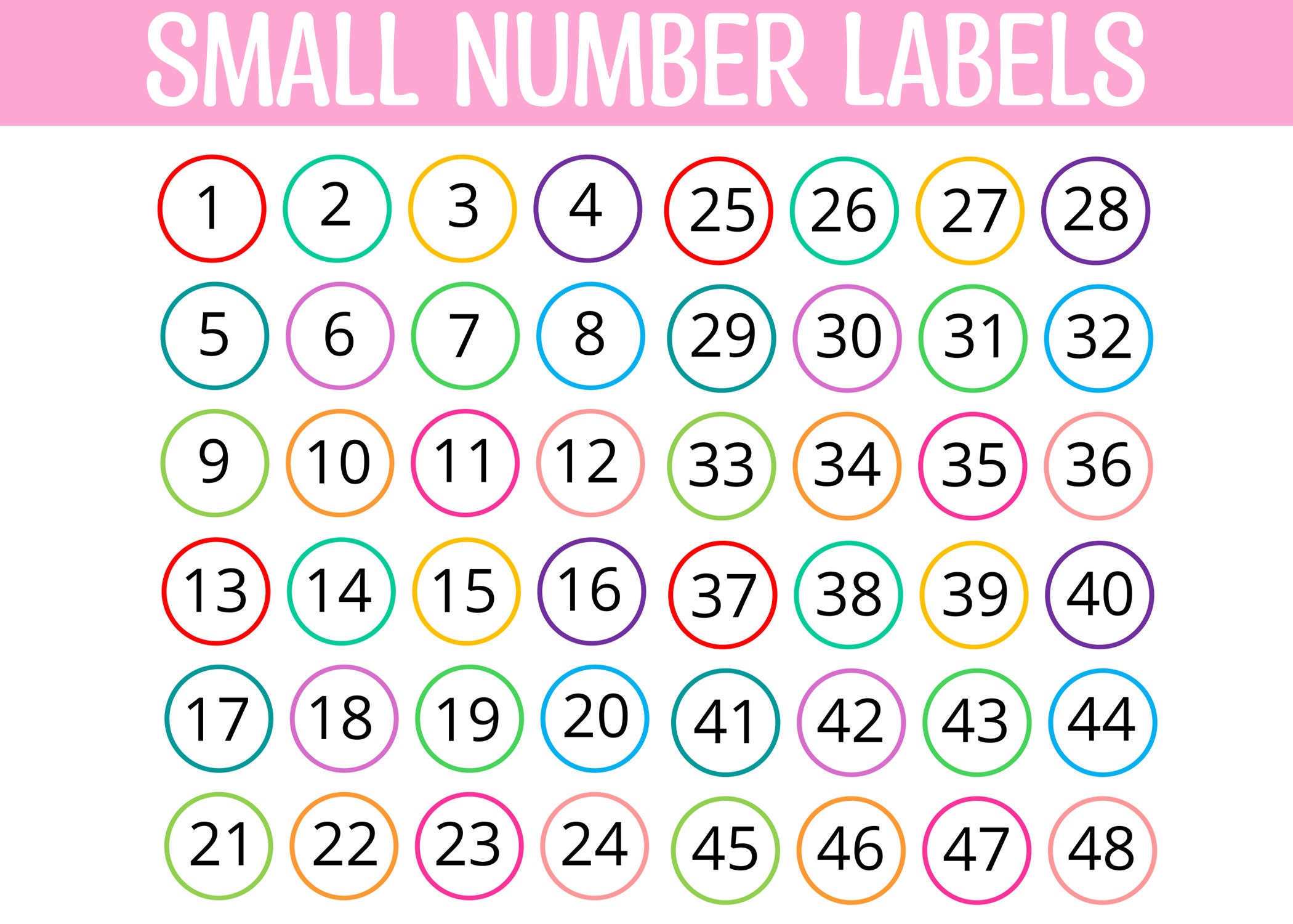 Small Number Tags, Printable Circle Number Labels, Book Bin Labels ...
