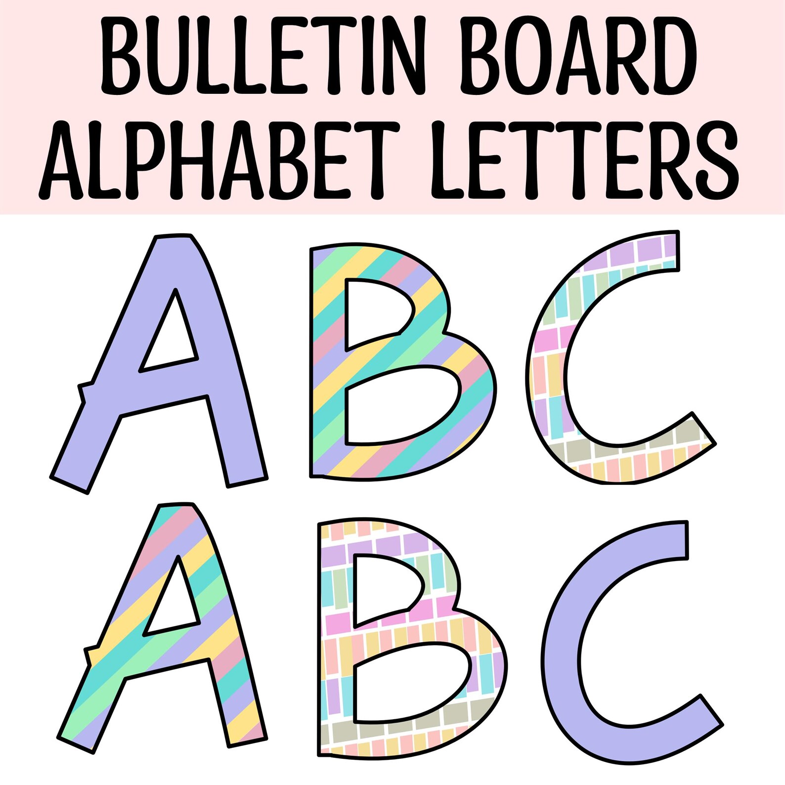 Printable Bright Bulletin Board Letters Bundle Pack Wall Display ...