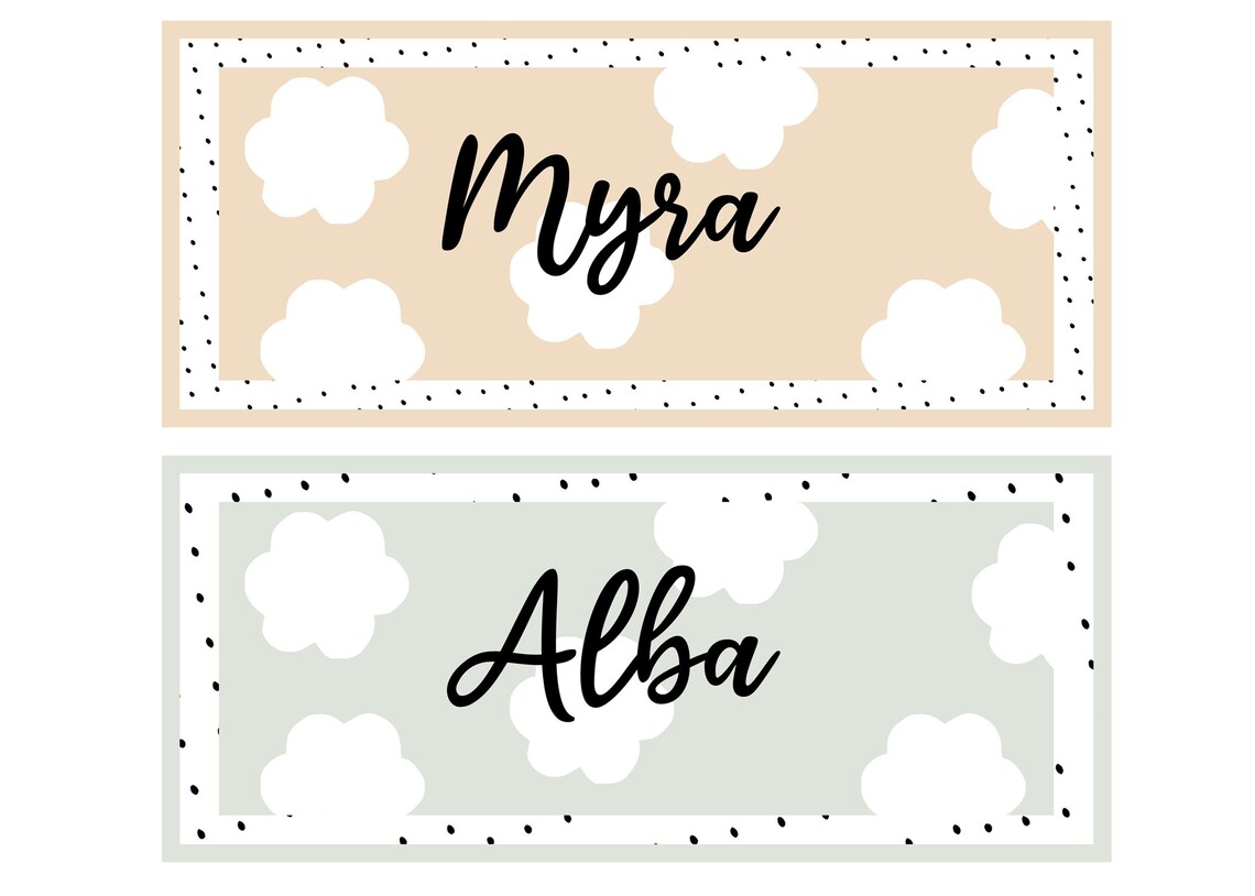 Printable Boho Neutral Name Labels, Student Name Labels, Classroom ...