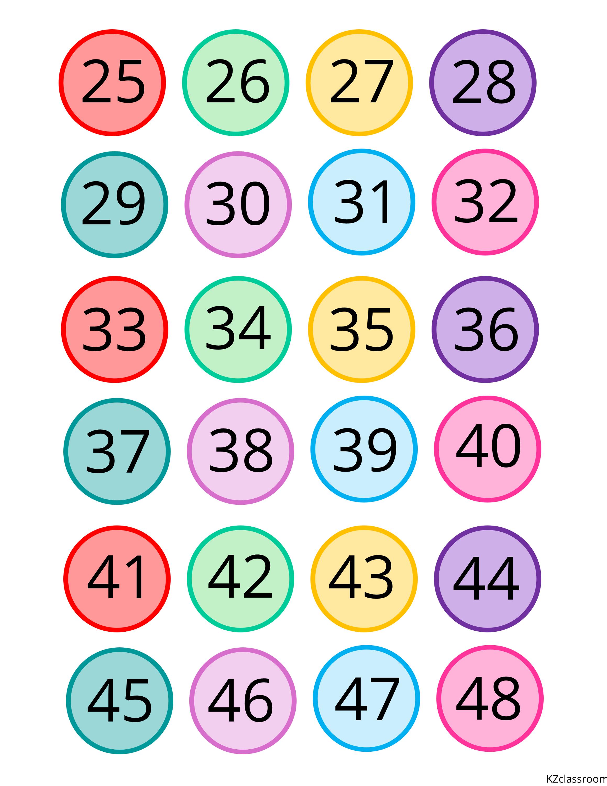 Printable Small Number Labels, Circle Bright Number Tags, Cubby Labels ...