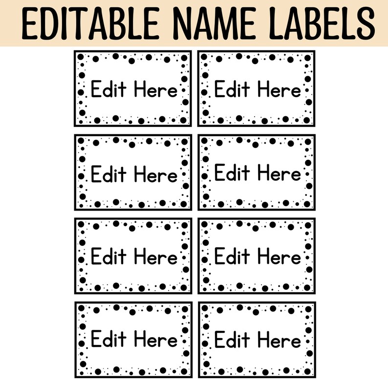 Printable Polka Dot Classroom Labels, Editable Name Tags (PPTX) - Etsy