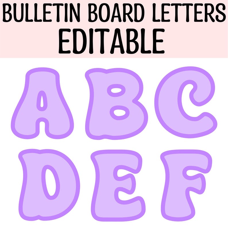 Printable Purple Bulletin Board Letters, Alphabets for Kids, Editable ...