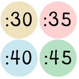 Clock Numbers, Printable Wall Clock Number Display, Pastel Timecards ...