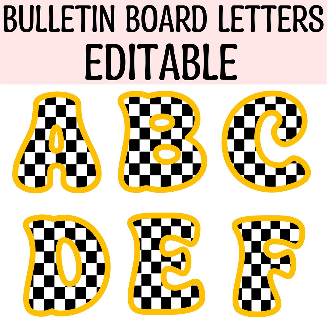 Printable Checkered Bulletin Board Alphabet Letters for Wall Display ...