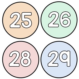 Back to School Calm Colors Calendar Numbers, Round Number Labels ...