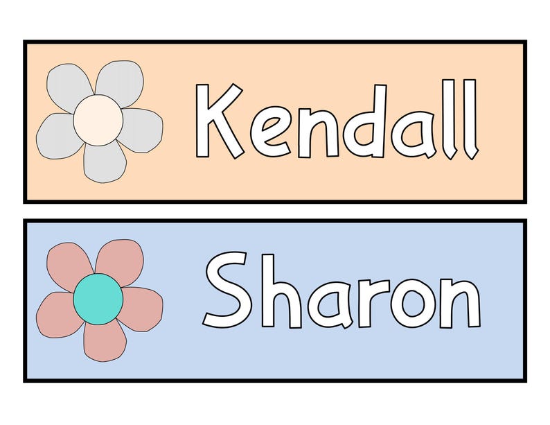 Printable Flower Student Name Labels, Editable Classroom Labels, Back ...
