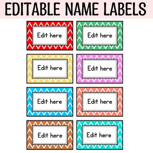 Chevron Name Labels,small Name Labels, Back to School Labels, Editable ...