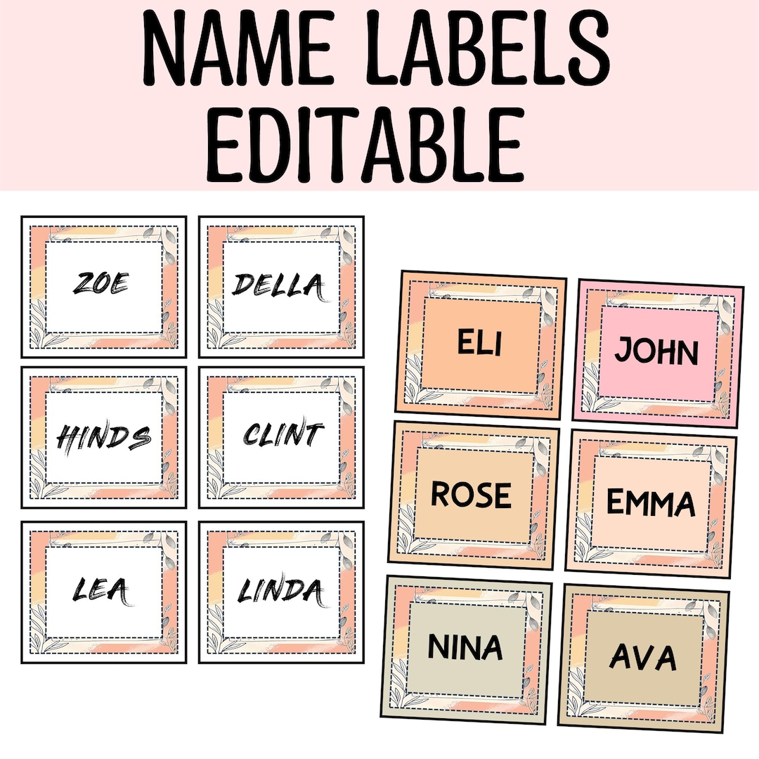 Printable Boho Neutral Name Labels, Editable Name Tags, Cubby Tags ...