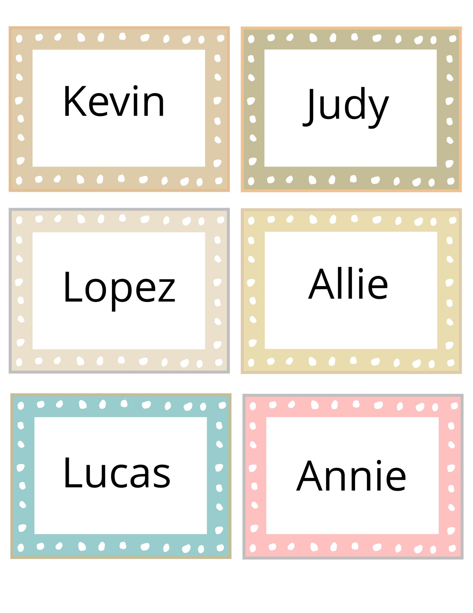 Printable Boho Spotty Student Name Labels, Classroom Labels, Nursery ...