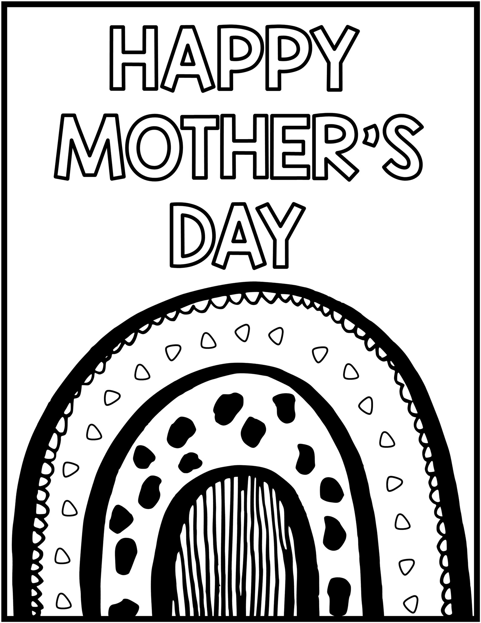 Printable Rainbow Theme Mother's Day Coloring Pages, Editable Coloring ...
