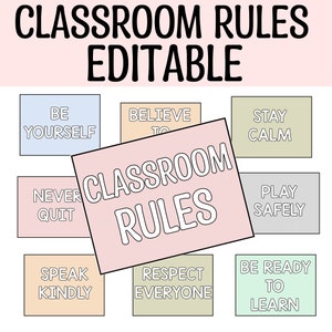 Printable Calm Colors Classroom Rules Labels, Editable Classroom Rules ...
