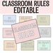 Printable Calm Colors Classroom Rules Labels, Editable Classroom Rules ...