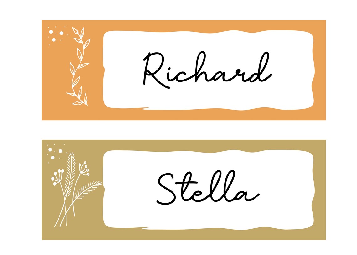 Boho Art Classroom Labels, Editable Student Name Tags, Botanical Name ...