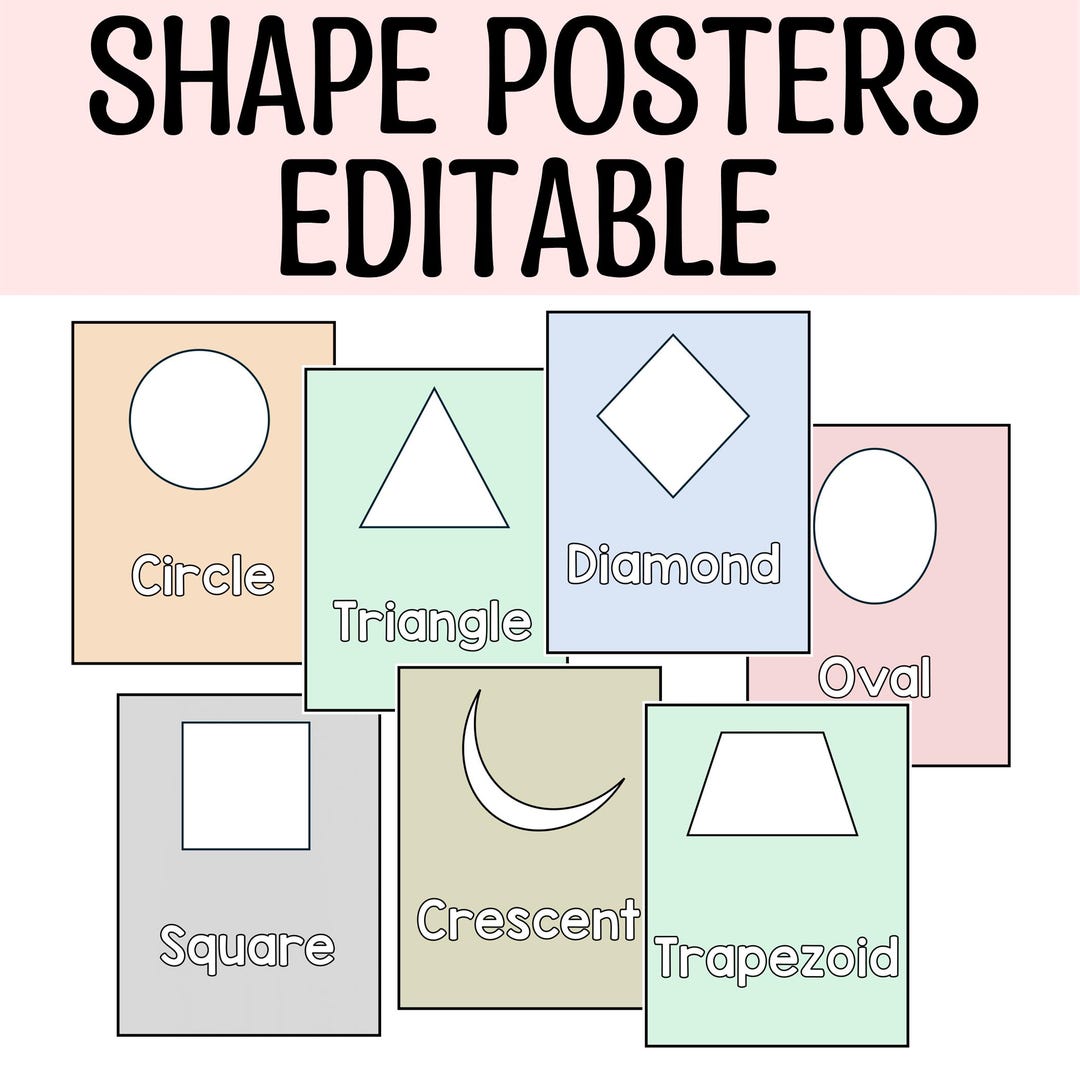 Printable Modern Calm Colors Shape Posters, Shape Posters Wall Display ...