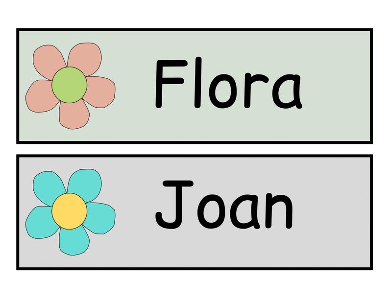 Printable Flower Student Name Labels, Editable Classroom Labels, Back ...