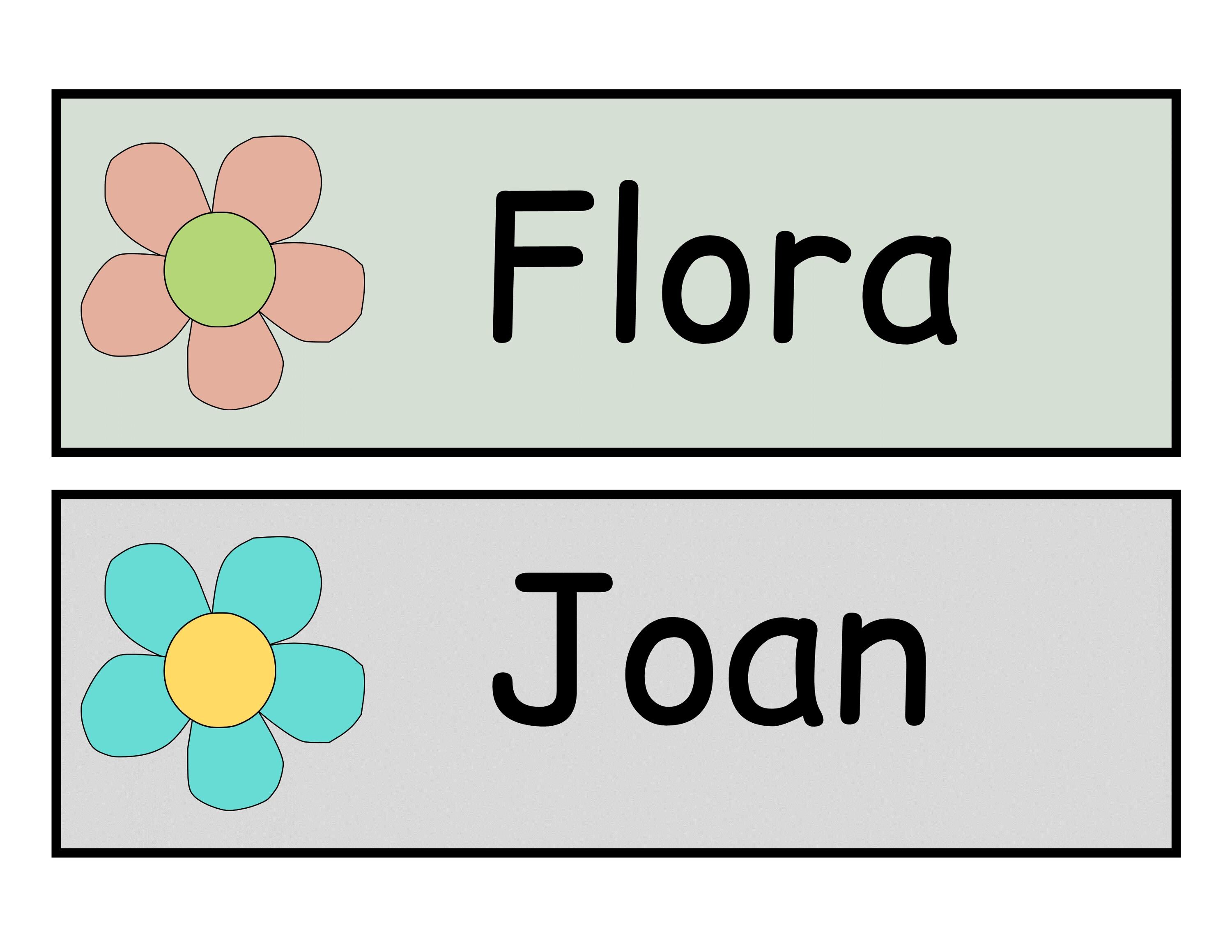 Printable Flower Student Name Labels, Editable Classroom Labels, Back ...